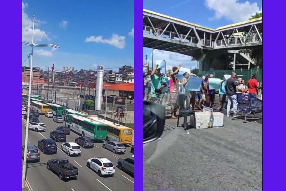 VÍDEO: ambulantes da antiga rodoviária protestam congestionando Av. ACM