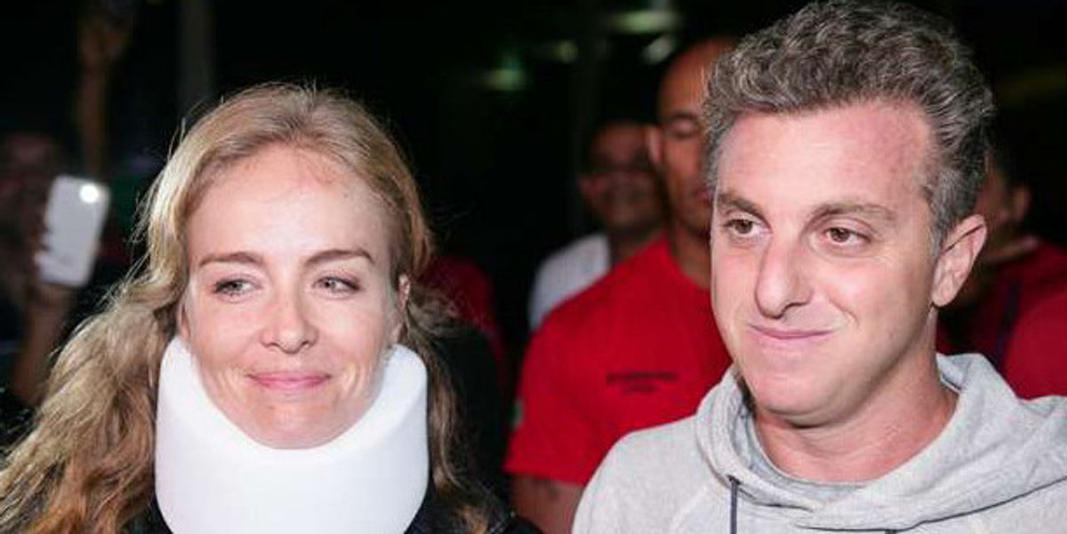 Com colar cervical, Angélica deixa hospital ao lado de Huck